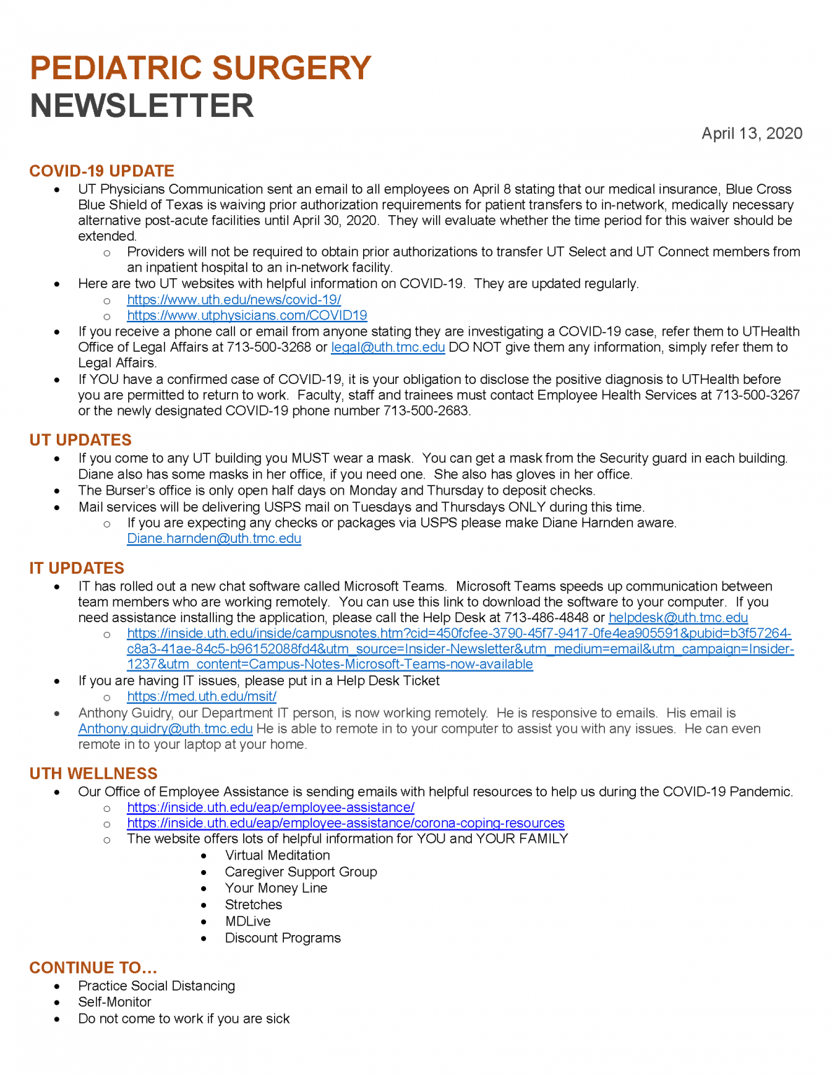 Introducing the Pediatric Surgery Newsletter! | McGovern Medical School